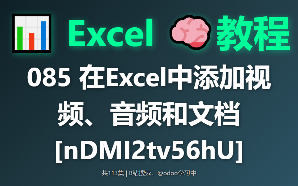 085 在Excel中添加视频、音频和文档 [nDMI2tv56hU]