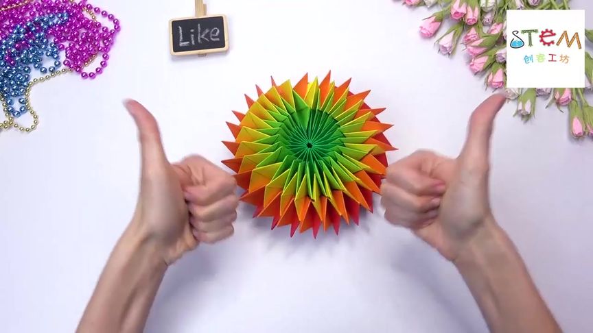 幼儿园手工课程色彩认知动手能力培养启蒙教育——创意折纸作品