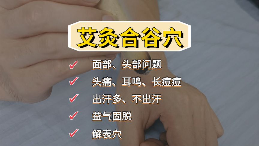 合谷穴艾灸实操:疏风解表要穴,善调头面部问题、还可益气固脱