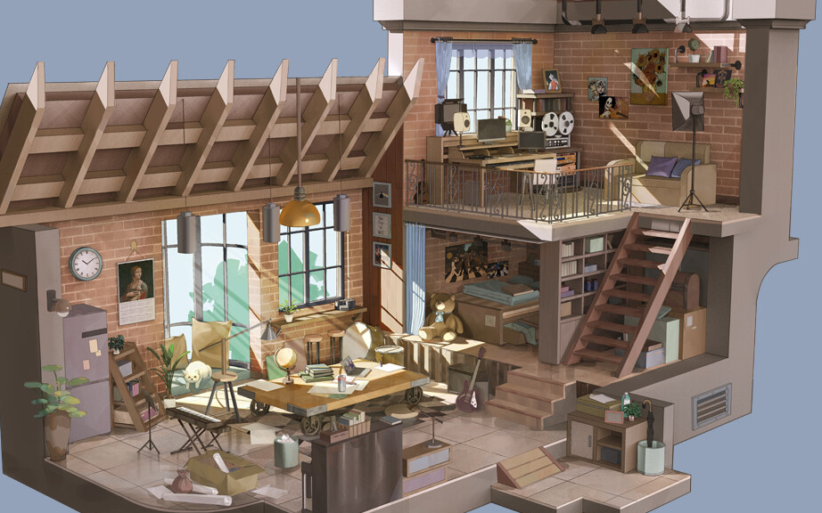 ...自己设计房子了!看了这个房间瞬间明白,温馨简单的复式小阁楼模型...