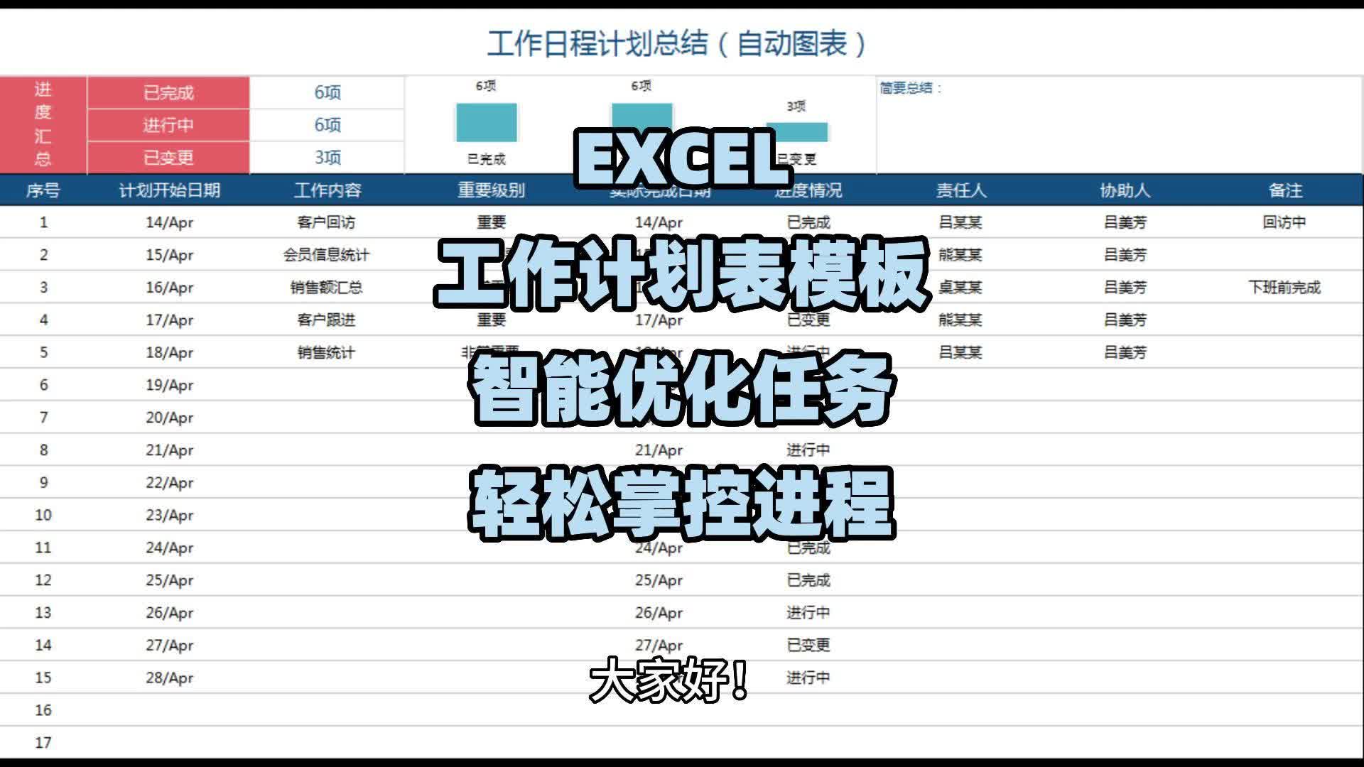 EXCEL工作计划表模板:智能优化任务,轻松掌控进程