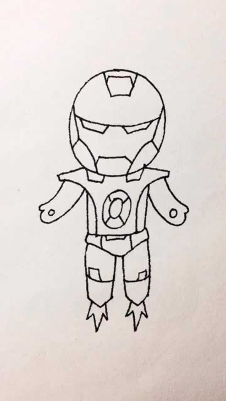 学画钢铁侠简笔画 画画 儿童画 创意.