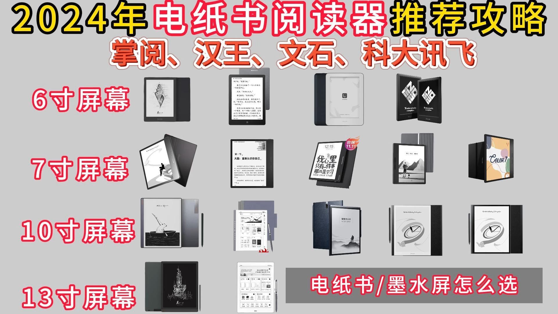 2024年电纸书阅读器推荐攻略,电纸书/墨水屏怎么选,掌阅、汉王、文石...