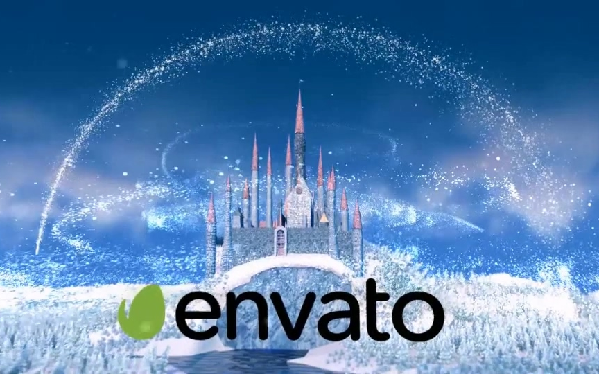 AE模板-迪士尼乐园童话城堡特效的动态LOGO片头模板标识品牌商品...
