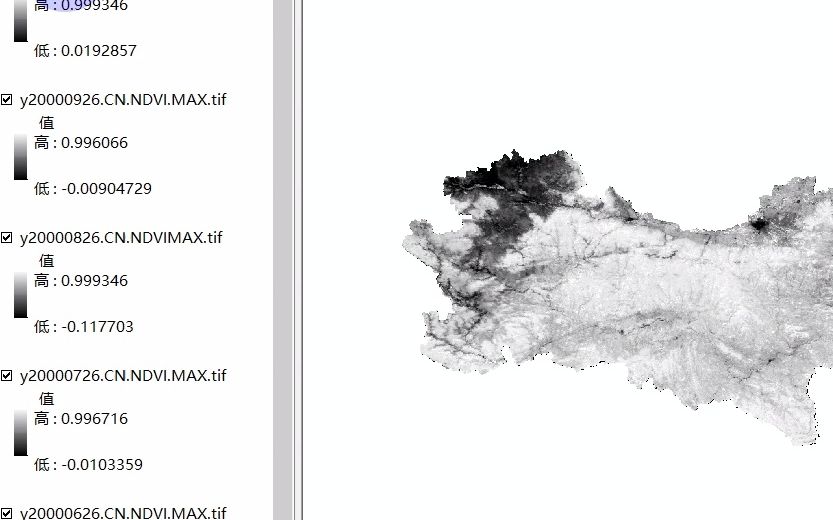 最大值合成法ARCgis -植被覆盖度MVC