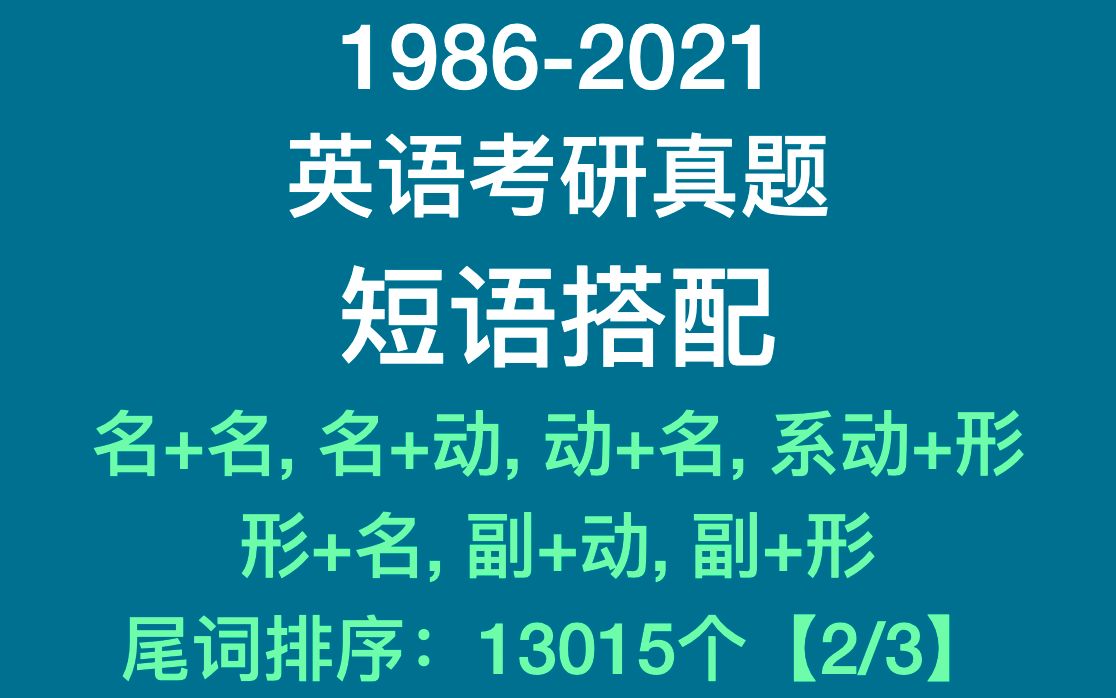 1986-2021英语考研真题:短语搭配【尾词排序2/3】