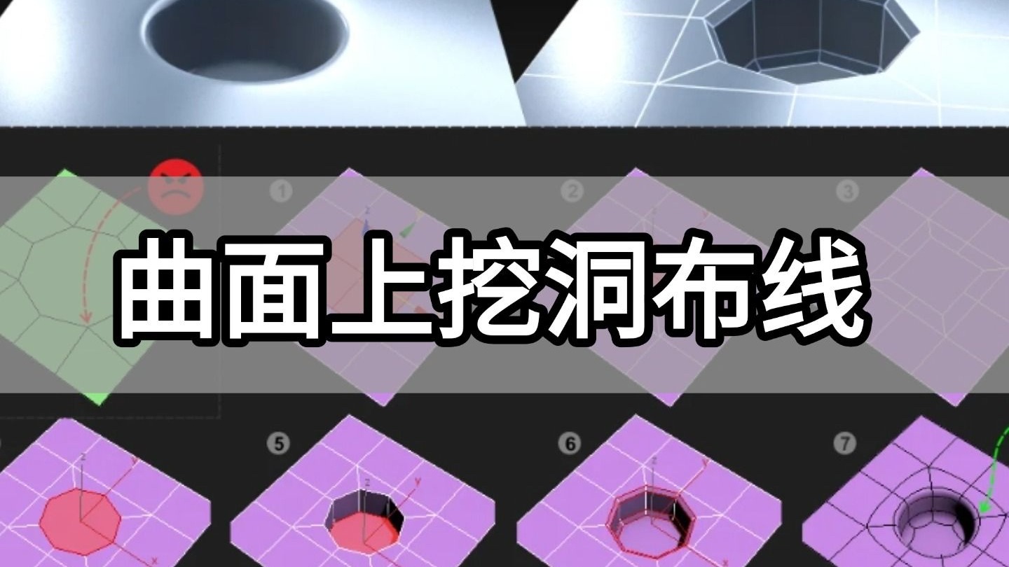 【3dsmax基础教程】十分钟教会你快速在曲面上挖洞布线!