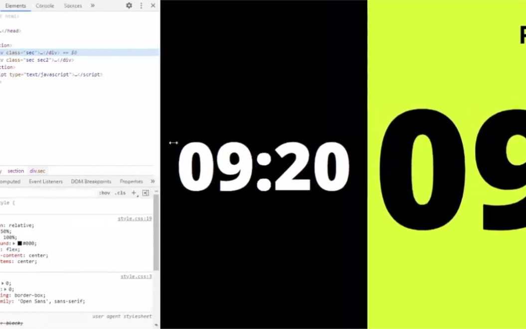 使用 Html CSS 的全屏响应式数字时钟设计