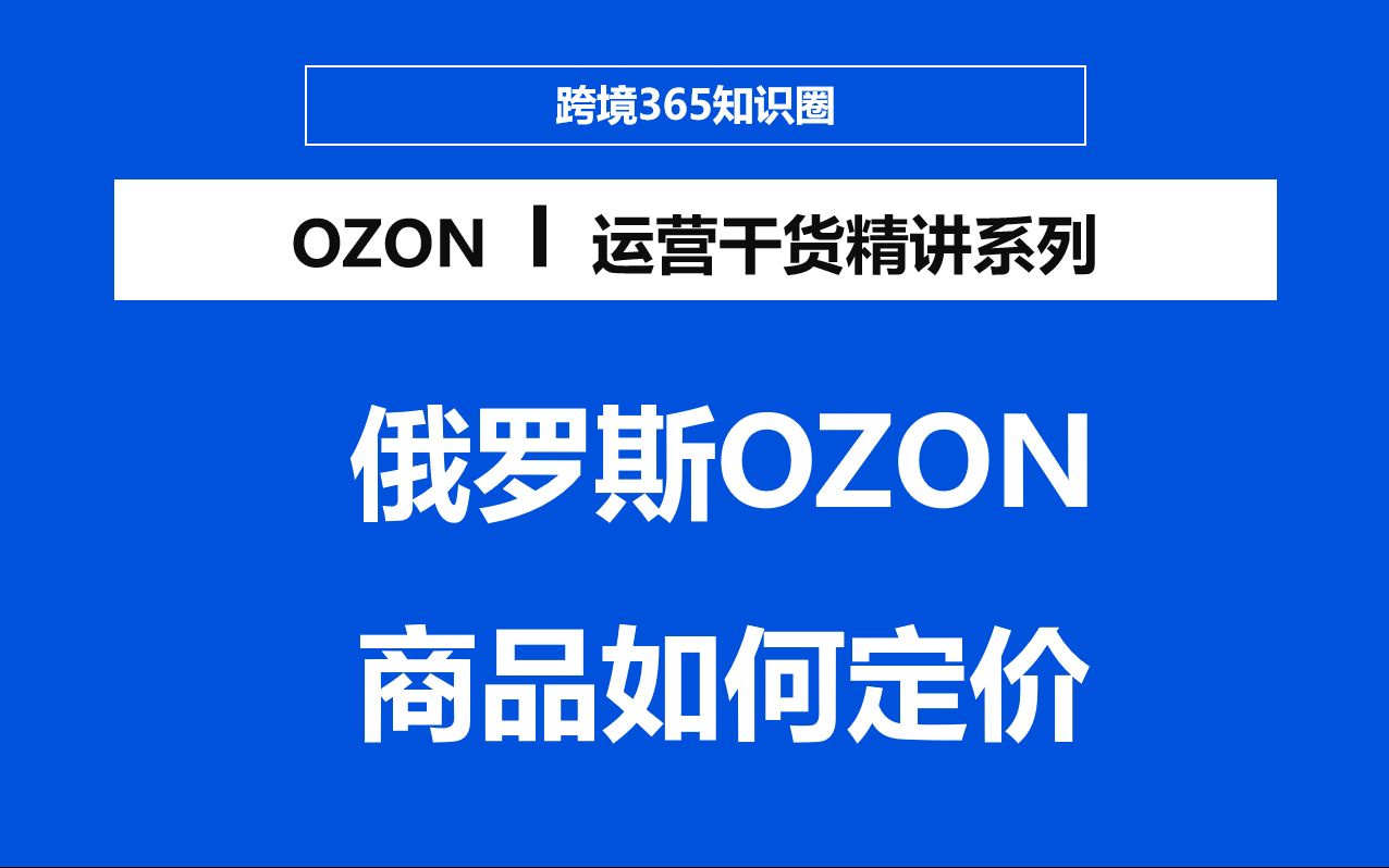 全网最专业的OZON产品定价方法