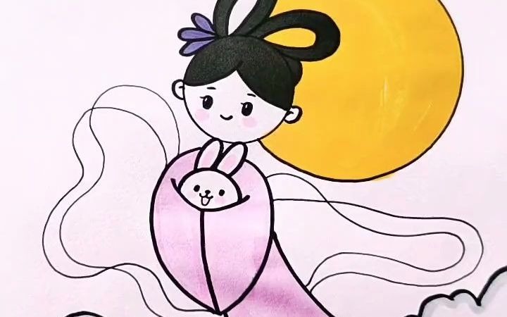 教你嫦娥简笔画,学会了吗?