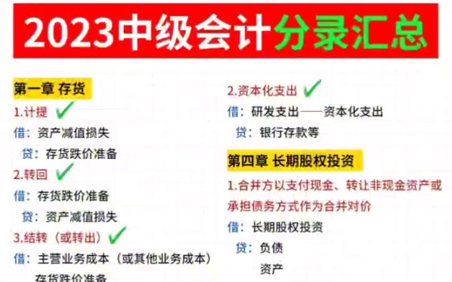 2023中级会计实务分录和中级会计母题