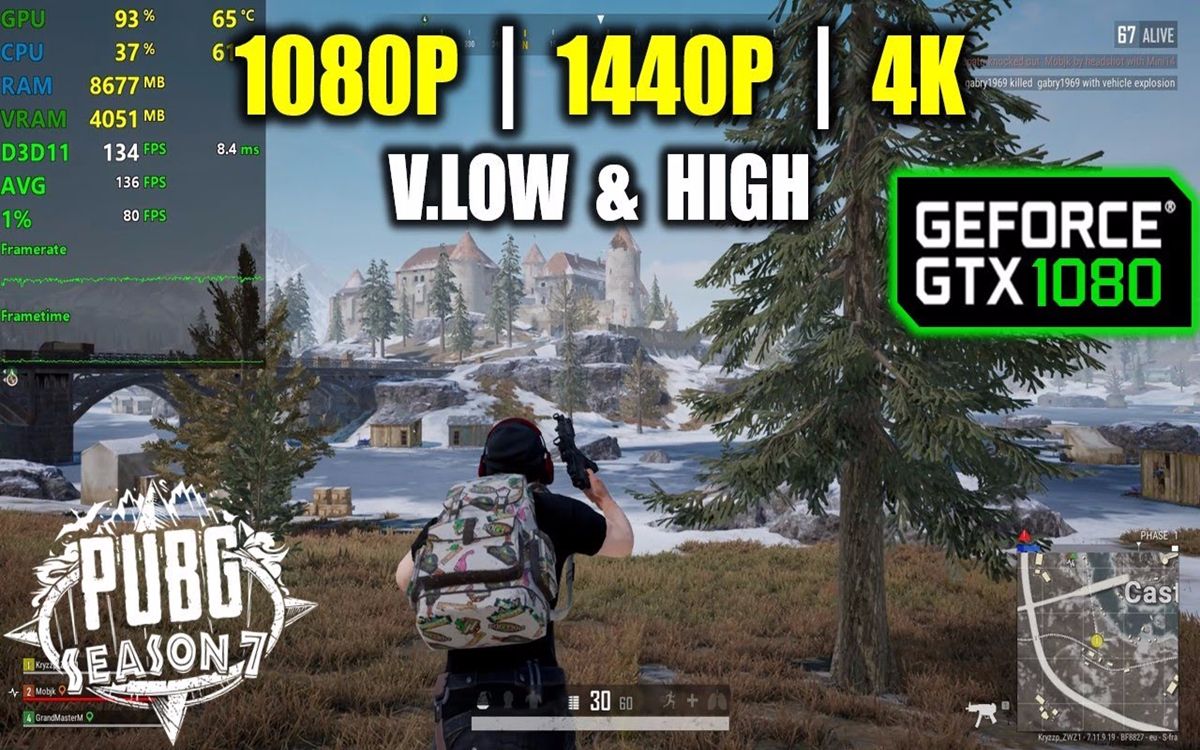 GTX 1080在 绝地求生[1080p, 1440p, 4K分辨率] 中的表现