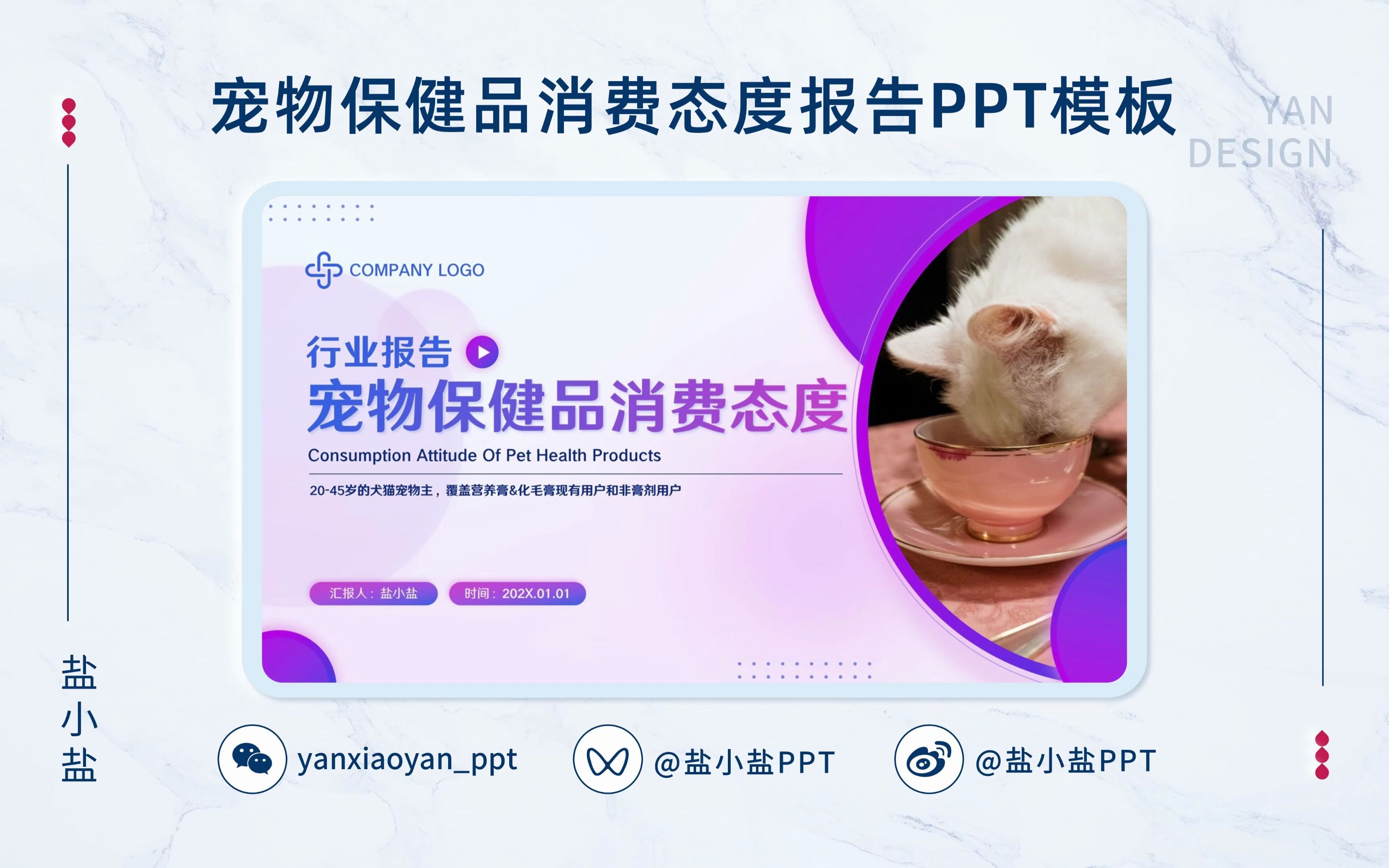 【PPT案例】宠物保健品消费态度报告PPT模板 商务风时尚渐变咨询...