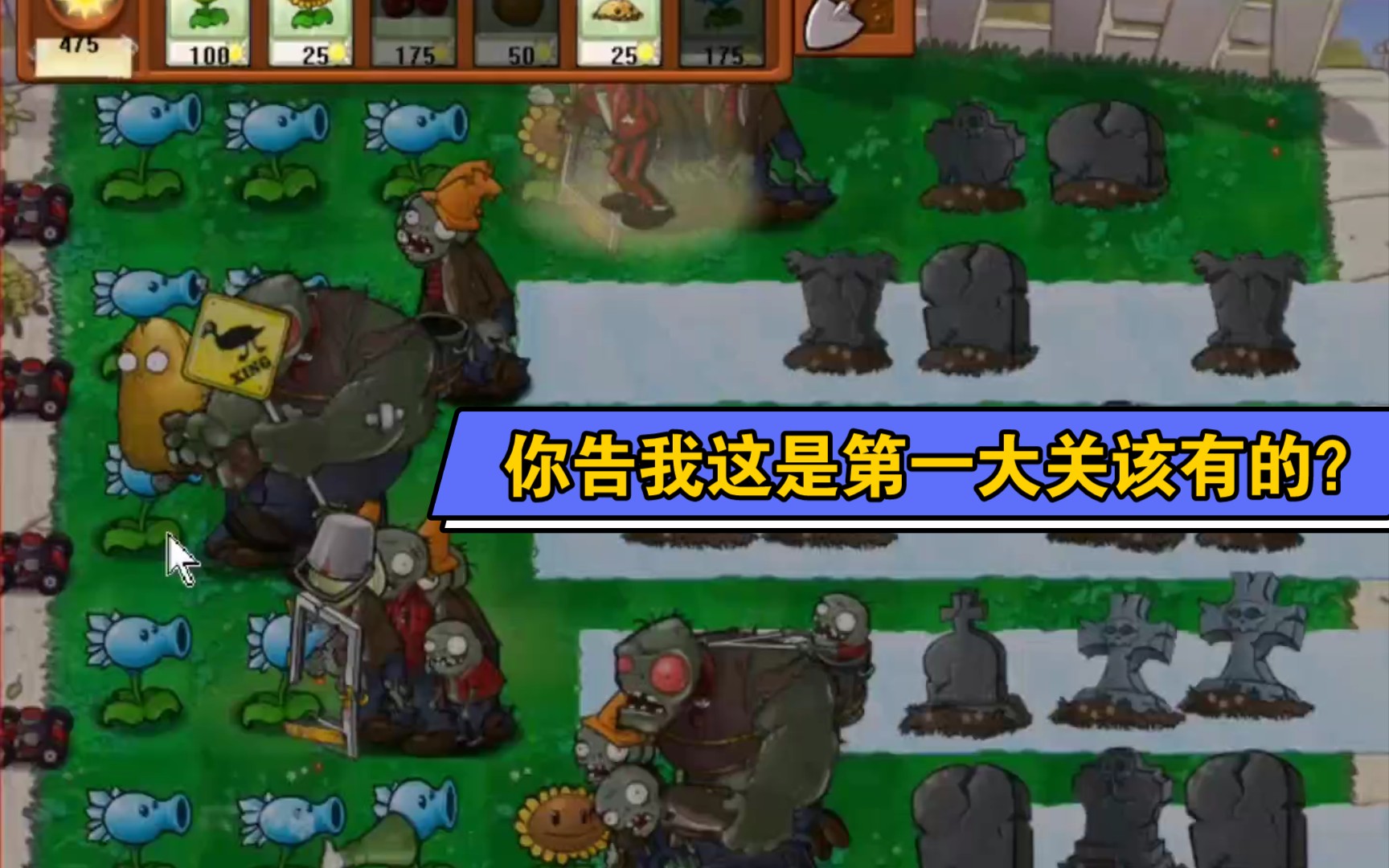 植物大战僵尸难得疯狂的鉴版疯狂模式第一大关通关合集!