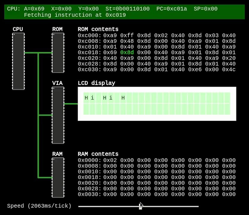 in-browser simulator of a basic 6502-based system