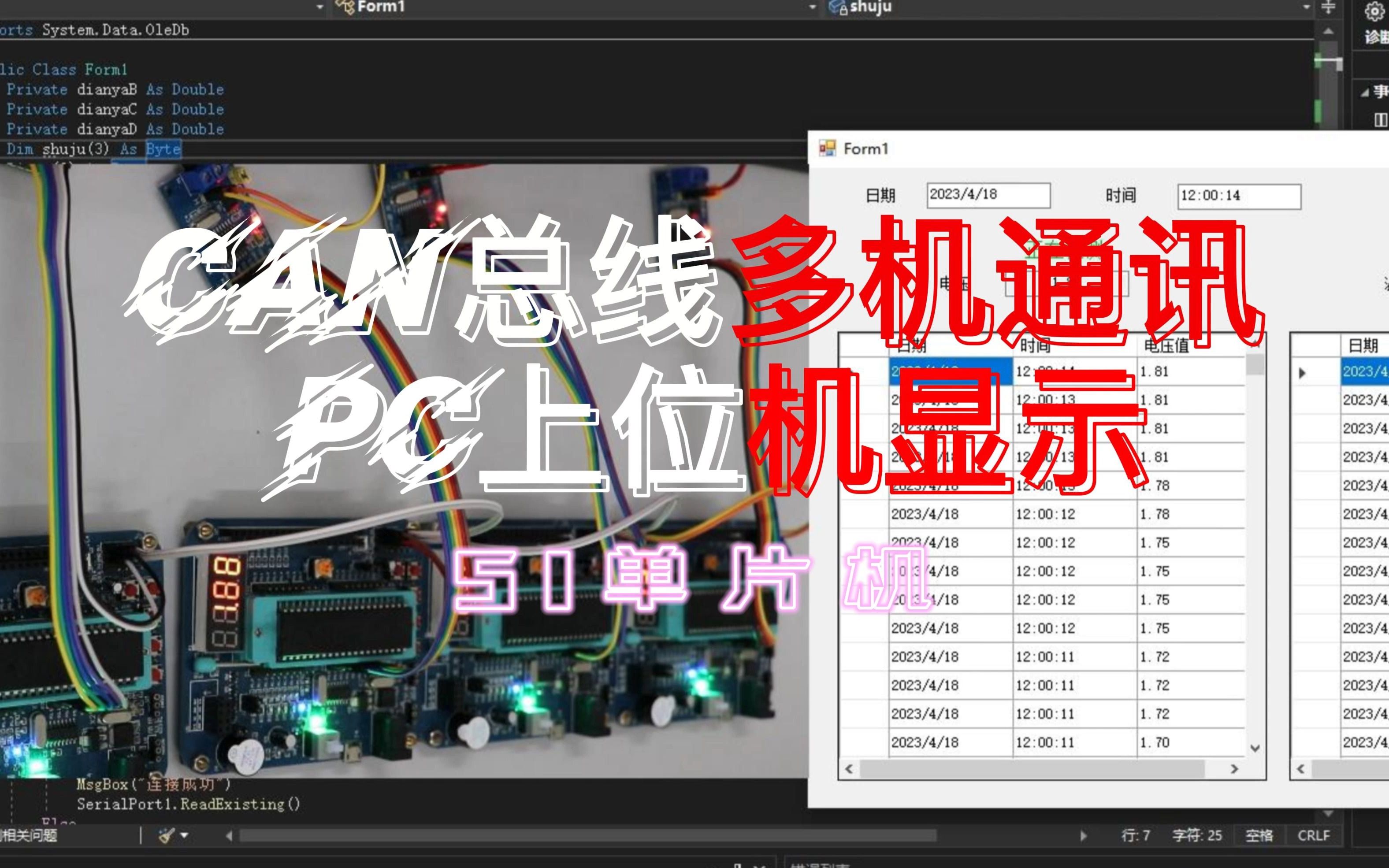 51单片机CAN总线多机通讯_PC上位机显示全套流程