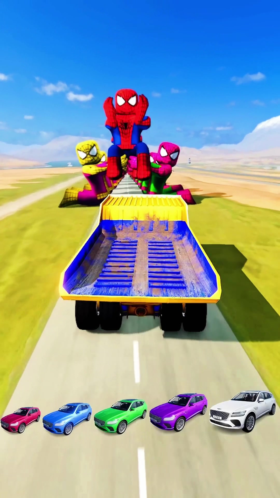 汽车大闯关 大卡车和小车车闯关三兄弟蜘蛛侠关卡 #蜘蛛侠 #汽车快乐...