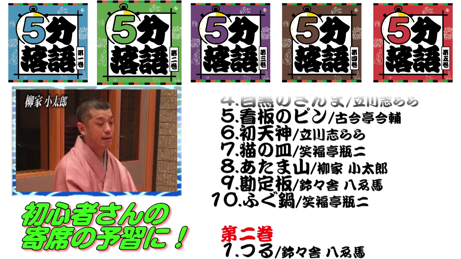 たった5分で落語のイイトコどり「5分落語 第一期」笑福亭瓶二/古今...