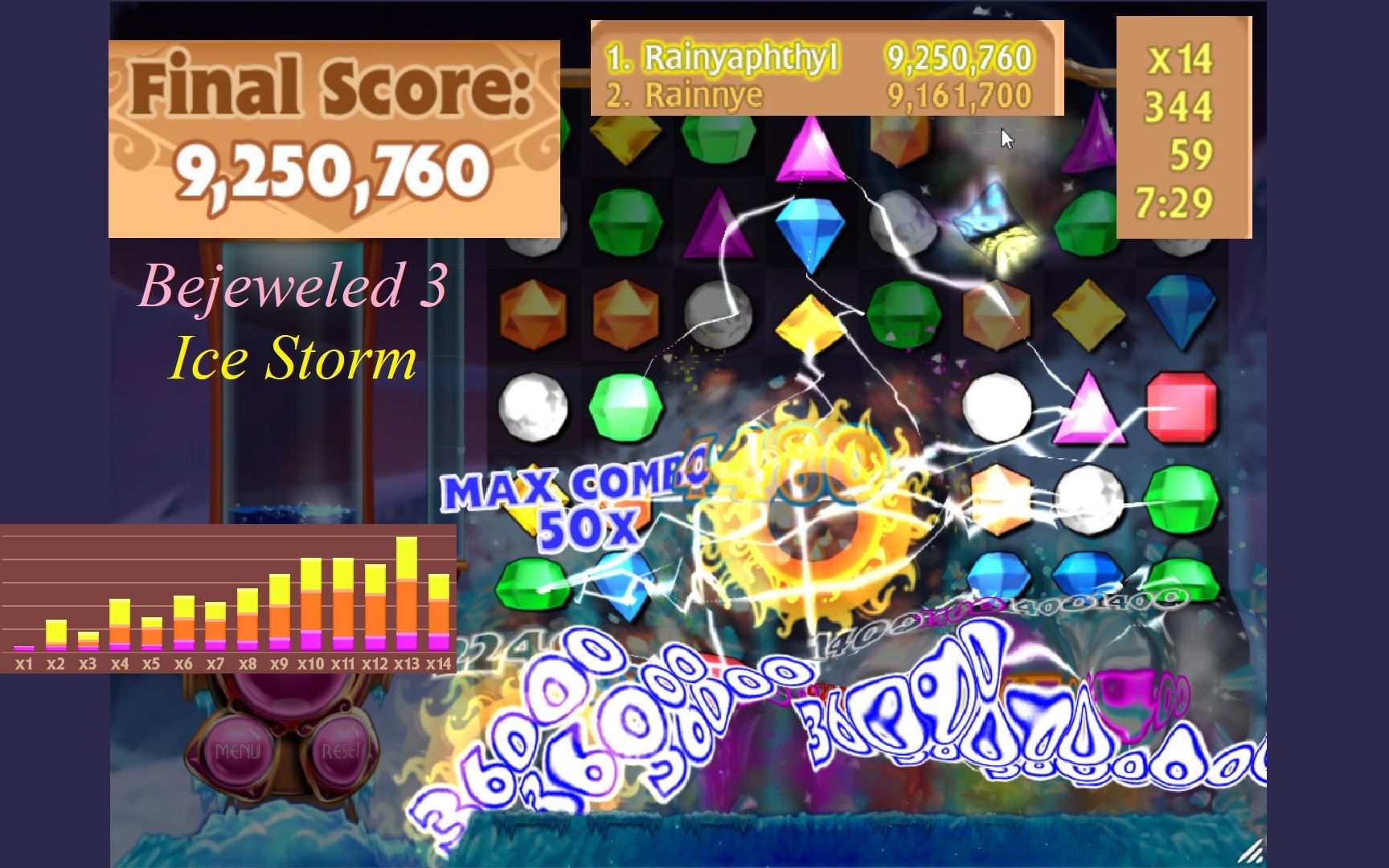 宝石迷阵3,冰风暴模式:9,250,760分(高能完了就结尾