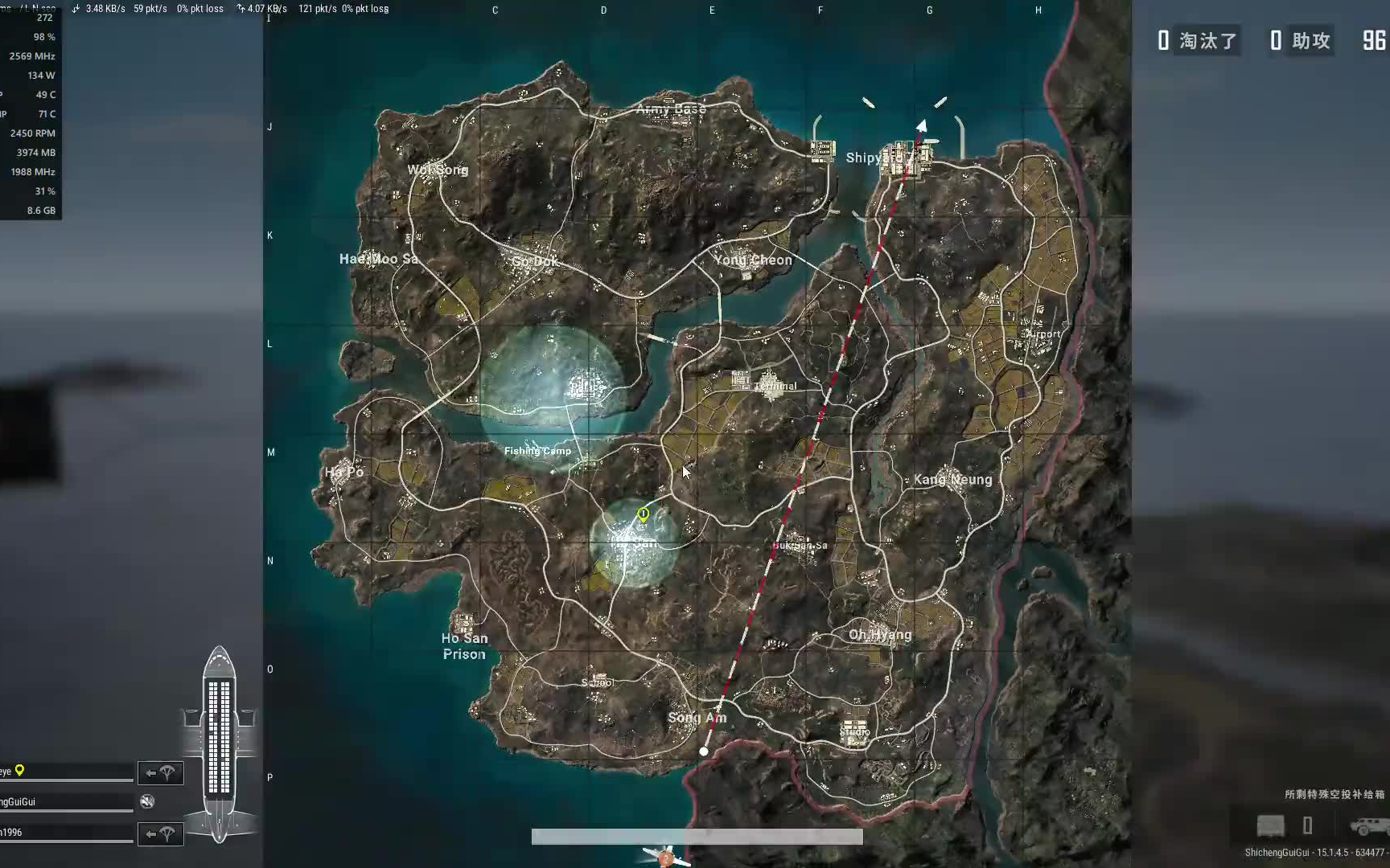 帧数不稳定的6600xt吃鸡实录(真实的菜鸡啊,那颗雷我不敢动)