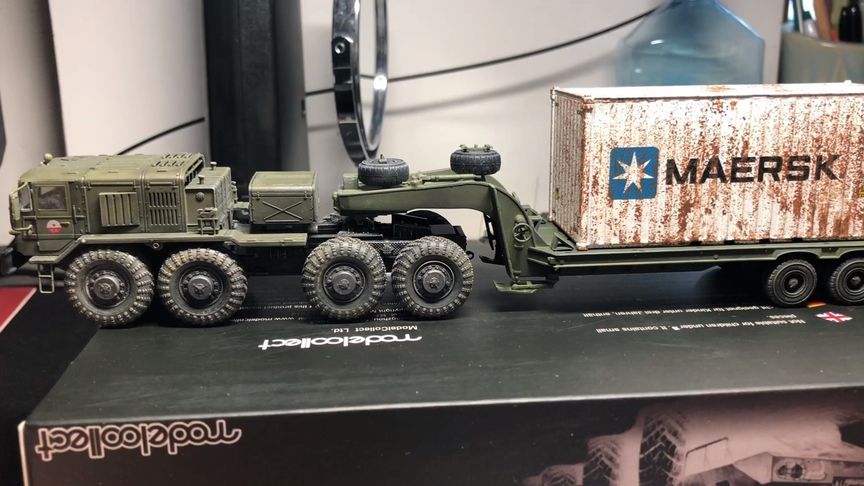 maz537 坦克拖车 冷战苏联 1:72比例模型制作 旋转轮胎越野车
