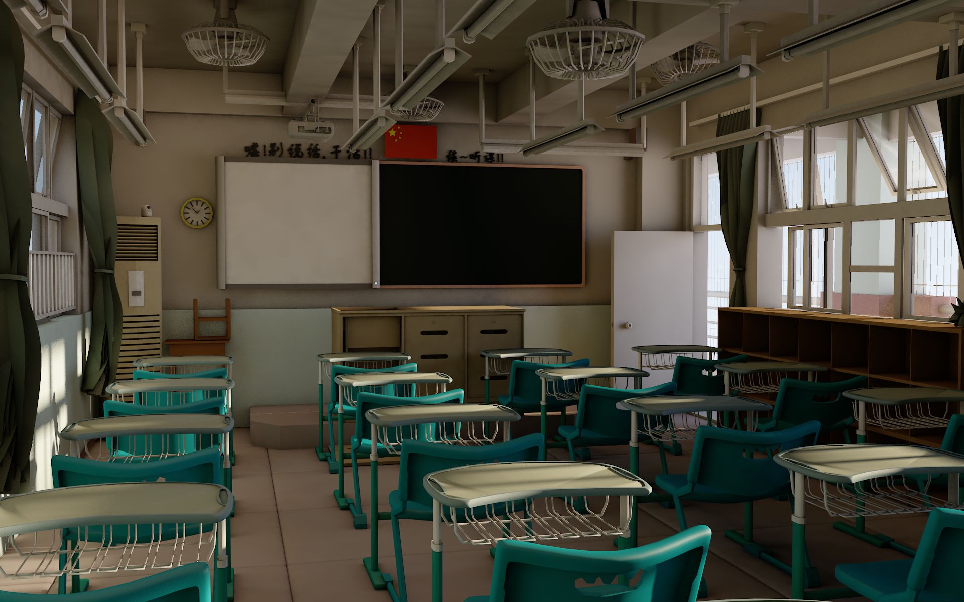 【c4d】历时一个星期 给我高中的教室来个3d建模