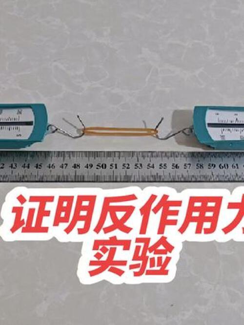 通过皮筋和测力计,证明反作用力实验