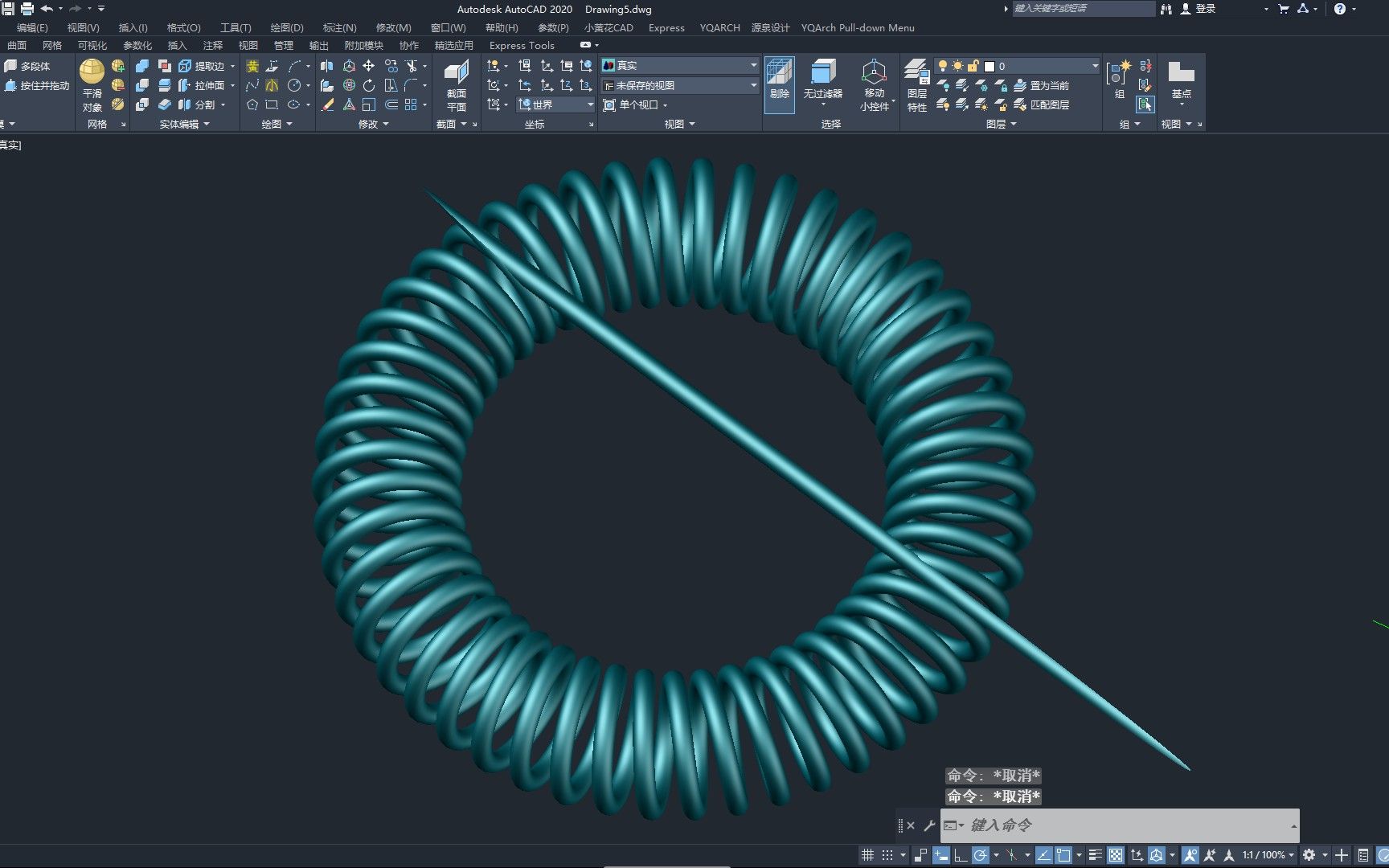 CAD三维建模教程,环形弹簧模型建模技巧讲解