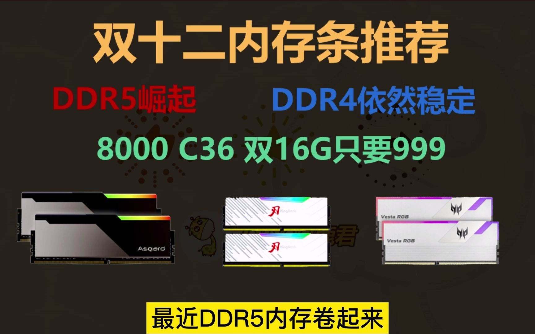双十二内存条推荐,DDR4依然稳定,DDR5内存崛起,新卷王来临。