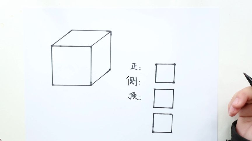 怎么画正方体的三视图