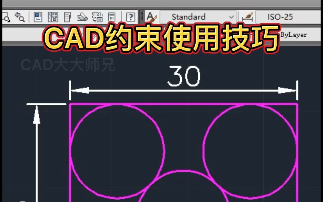 CAD约束技巧绘制圆和正方形组合图形