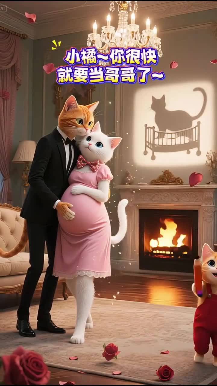 动漫:白猫怀孕小橘被冷落