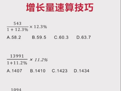 资料分析增长率快速算法!超牛技巧!