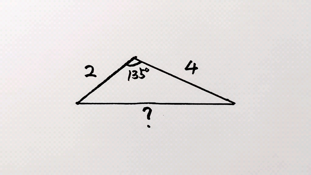 初中数学,在△ABC中AB=2,AC=4,∠BAC=135°,求BC边长