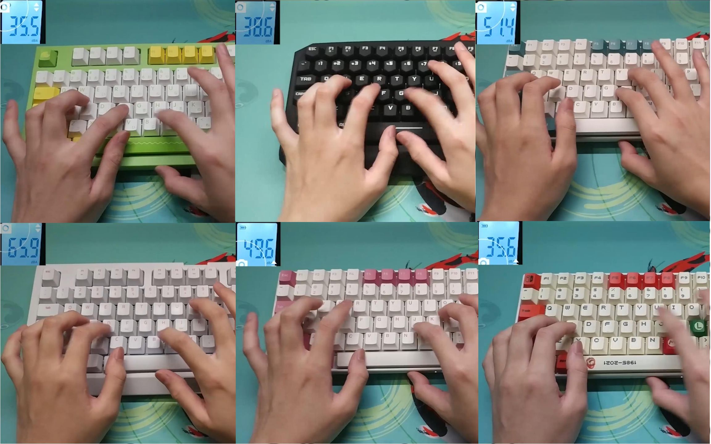 不同键盘和轴体 分贝测试仪 实时噪音测试