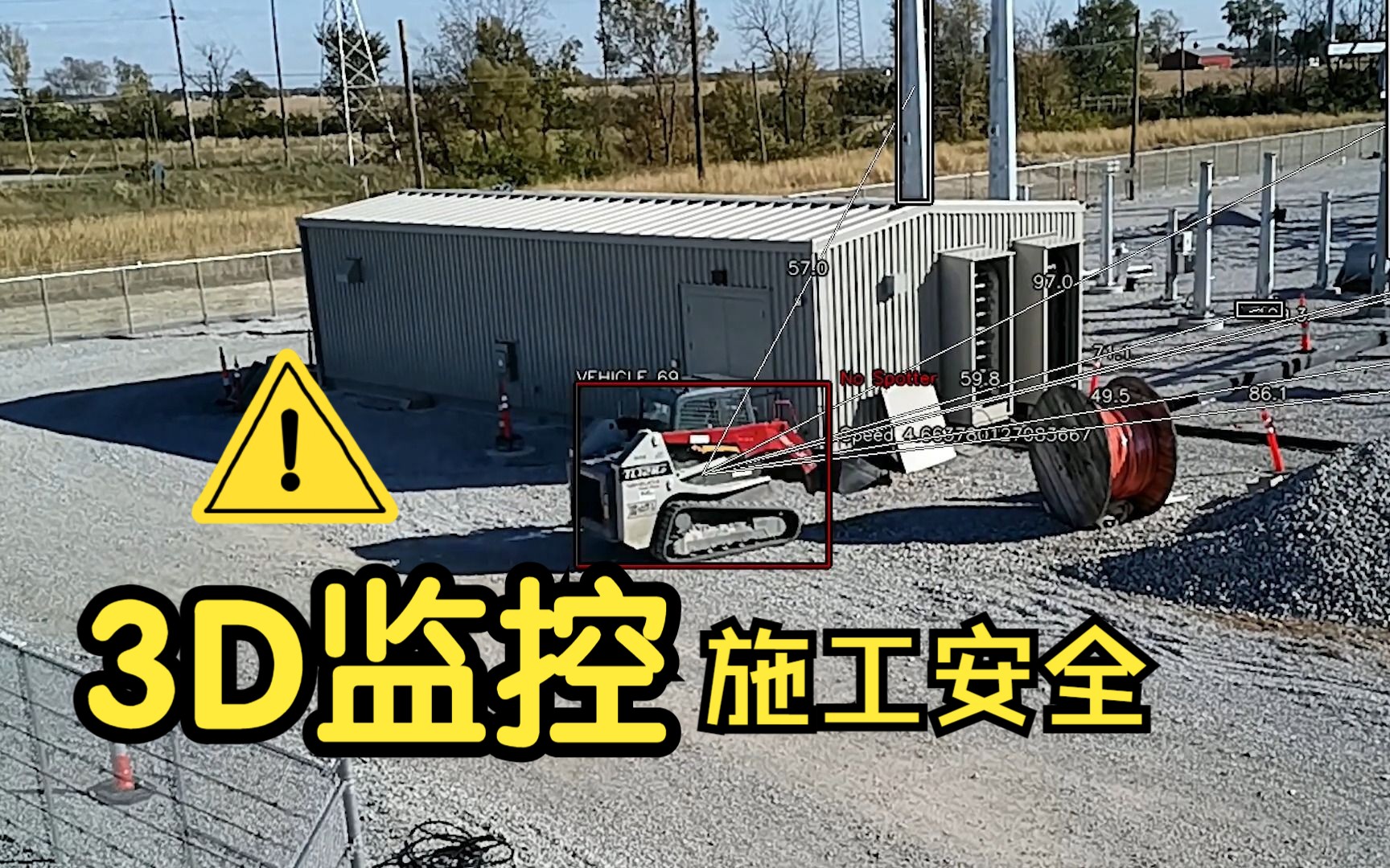 ...相机监控施工安全,识别人、安全帽、护目镜等,有效避免车碰撞建筑!