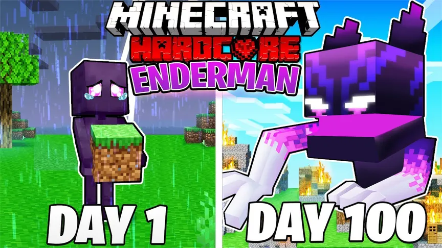 一口气看完我的世界,变身末影人在MC中生存100天!