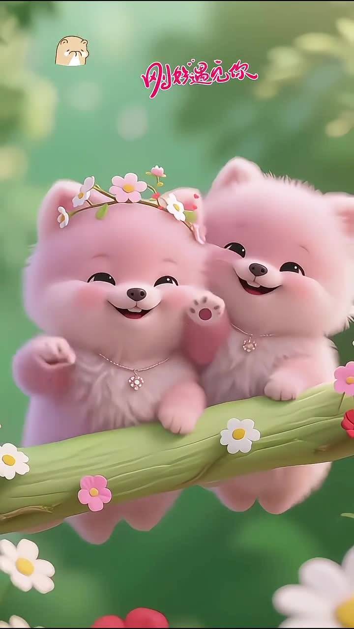 宠物:两个小可爱的笑容让人心情愉悦