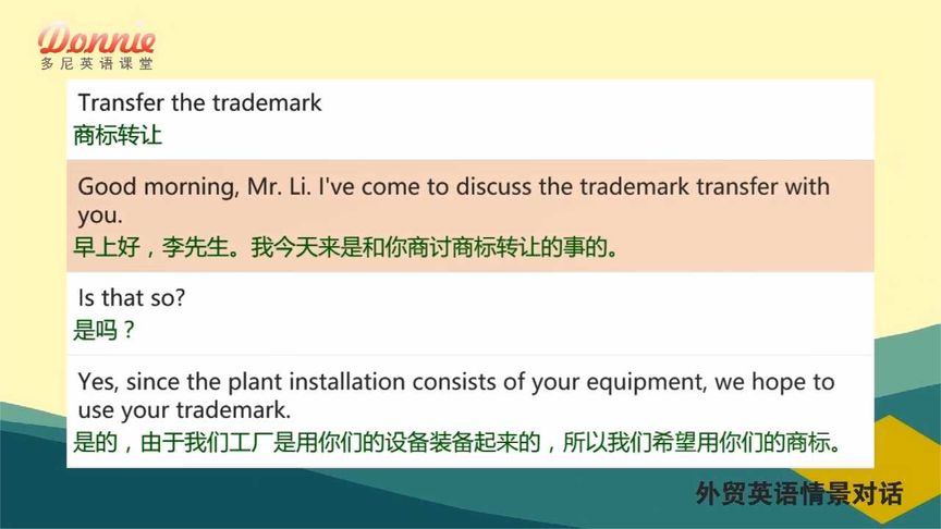 外贸英语情景对话-Unit102商标转让