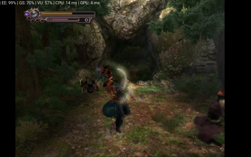 手机运行最新ps2呆萌模拟器用无线手柄玩《鬼武者3》