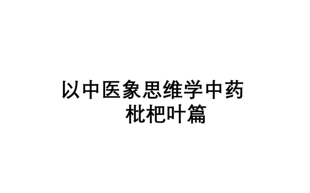 以中医象思维学中药—枇杷叶篇