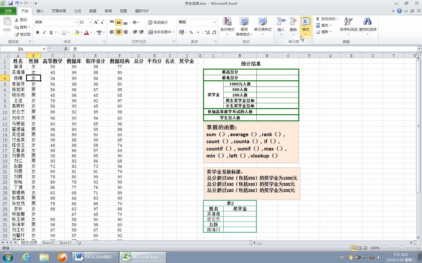 EXCEL第五部分格式化、排序