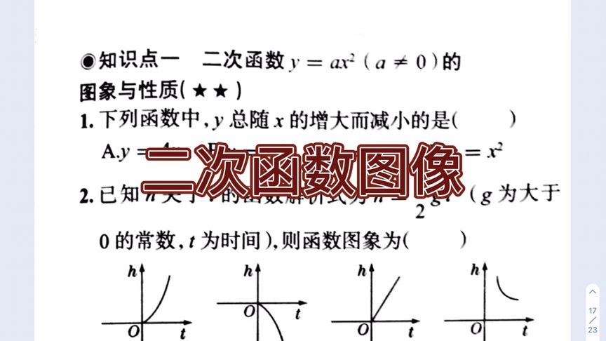 二次函数图像和性质 最简单的二次函数