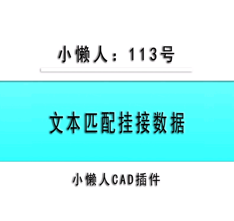 小懒人CAD插件:113-文本匹配挂接数据_CASS插件_CAD快捷命令