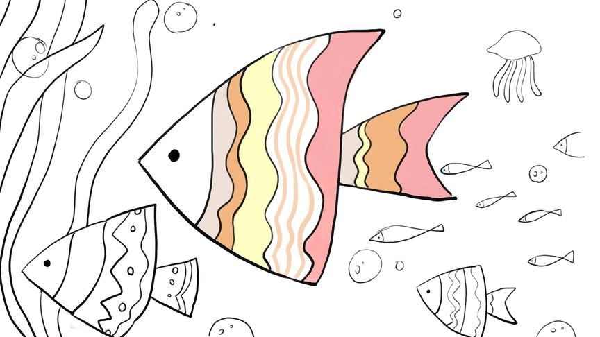 胖鱼丫头 一只小鱼水中游,几笔勾勒海底世界Q萌简笔画 画画教程