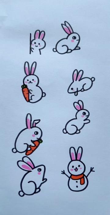 用数字画小兔子一起学画画儿童简笔画教程