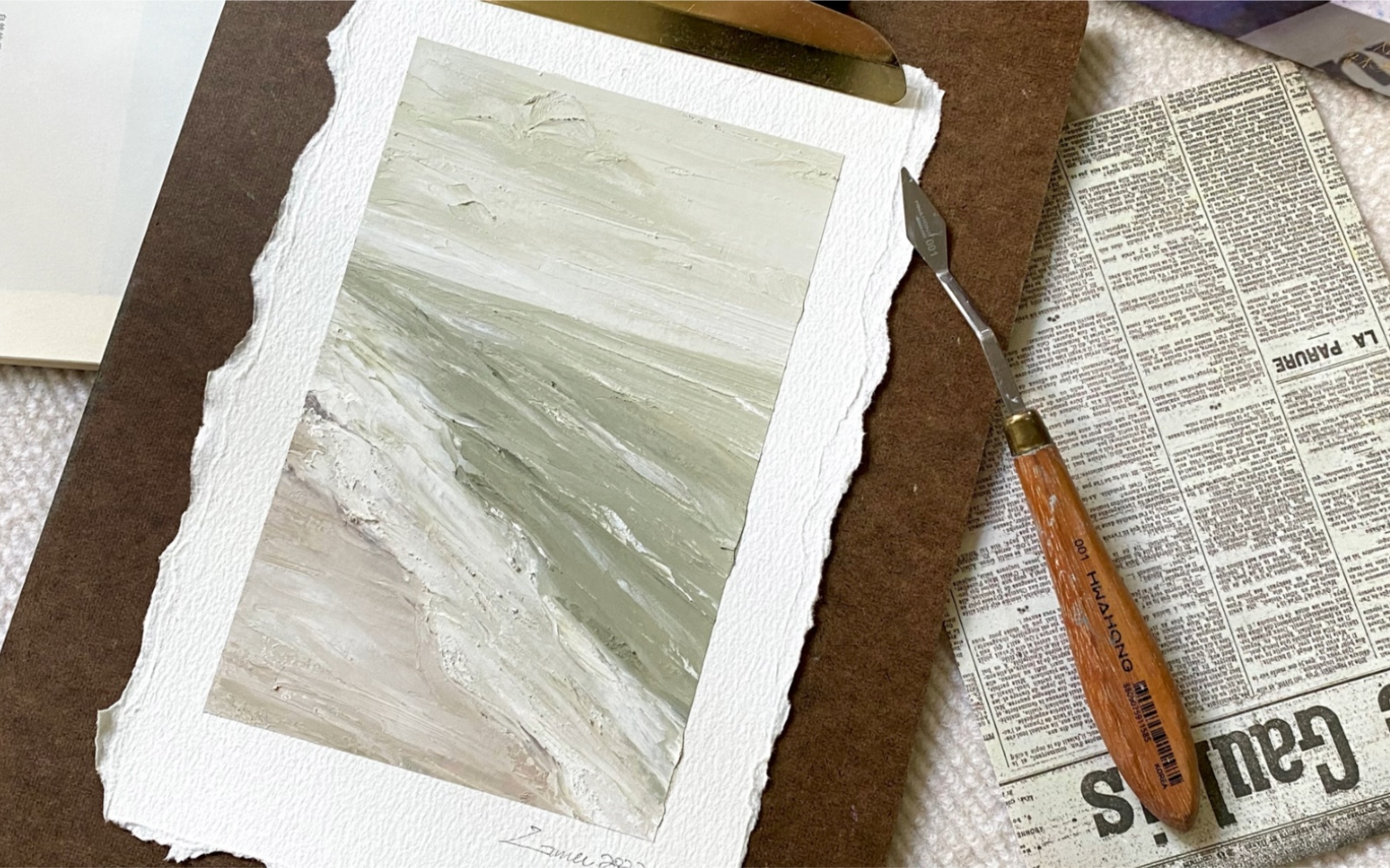 油画棒|寂静的海.刮刀厚涂(绘画教程)