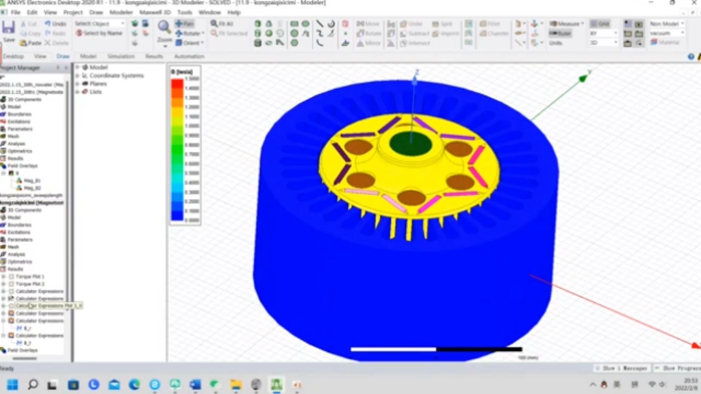 Ansoft Maxwell 三维永磁同步电机稳态仿真,空载下气隙磁密仿真