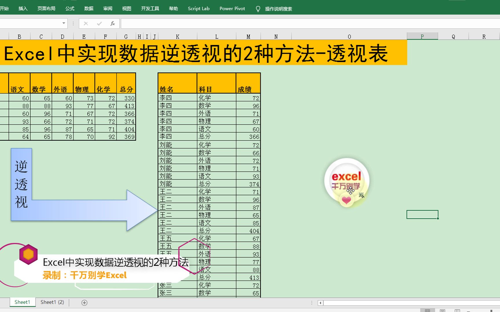 Excel中实现数据逆透视的2种方法