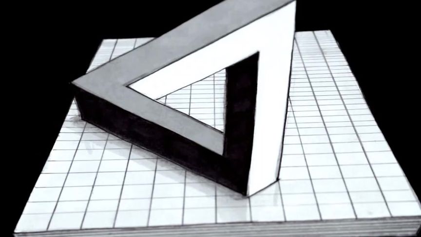 大师教你画3D立体错觉三角形,原来是这样画的?终于明白了!
